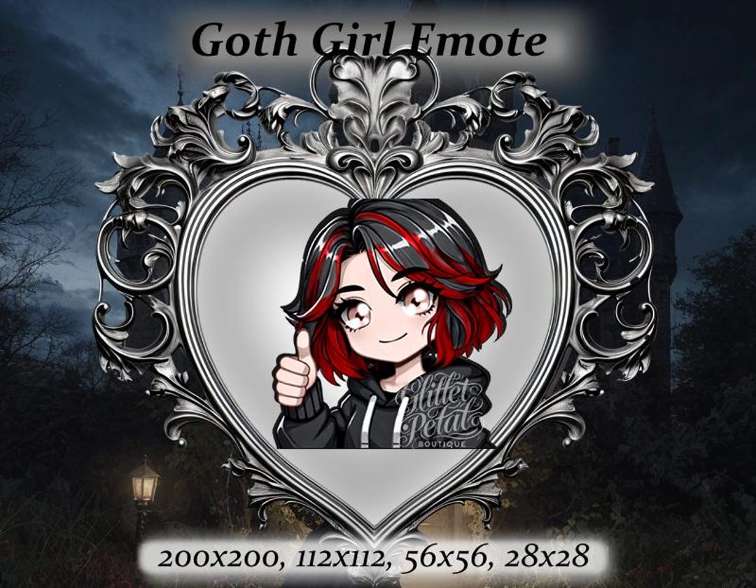 Goth Girl Twitch Emote - Anime Emote,red Hair Goth, Brown Eyes Alt Girl ...