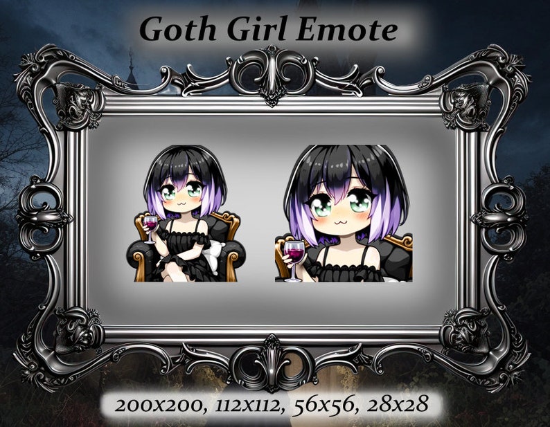 Goth Girl Twitch Emote - Anime Emote,purple Hair Goth, Alt Girl, Twitch ...