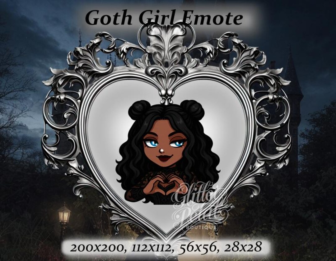 Black Goth Girl Emote - Heart Hands, Anime Twitch Emote - Etsy