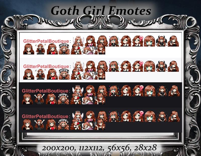 Goth Girl Twitch Emote 15 Emotes Set (8) - Anime Emote, Red Hair,alt ...