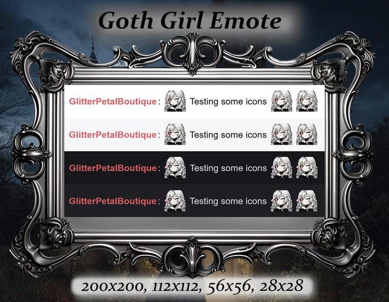Goth Girl Twitch Emote - Anime Emote, White Hair Goth, Alt Girl, Red ...