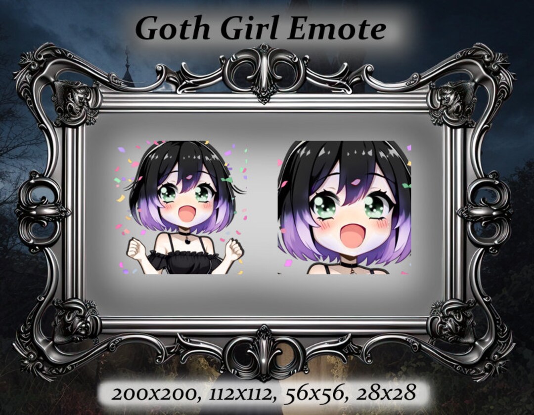 Goth Girl Twitch Emote - Anime Emote,purple Hair Goth, Alt Girl, Twitch ...