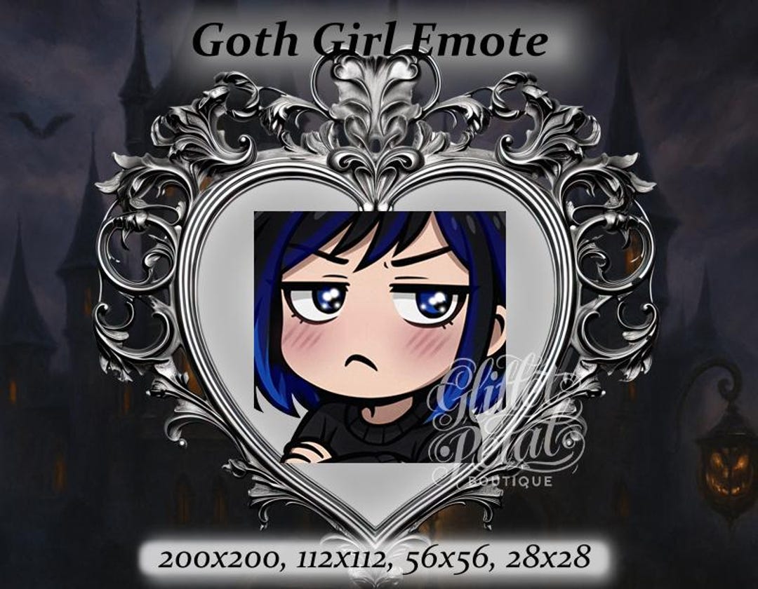 Goth Girl Twitch Emote - Anime Emote,blue Hair Goth, Blue Eyes Alt Girl ...
