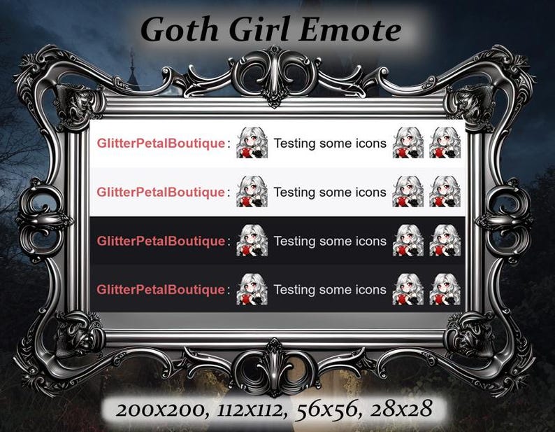 Goth Girl Twitch Emote - Anime Emote, White Hair Goth, Alt Girl, Red ...