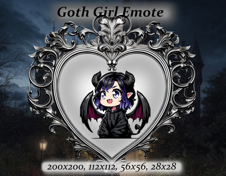 Goth Girl Twitch Emote - Anime Emote, Purple Hair Goth, Twitch Emote ...