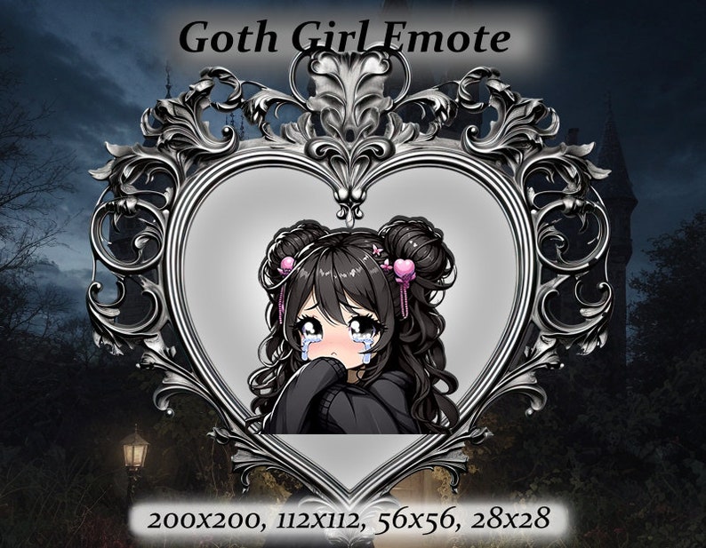 Goth Girl Twitch Emote - Anime Emote, Crying Emote, Alt Girl,twitch ...