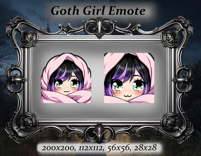Goth Girl Twitch Emote - Anime Emote,purple Hair Goth, Alt Girl, Twitch ...