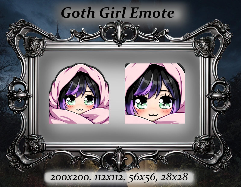 Goth Girl Twitch Emote - Anime Emote,purple Hair Goth, Alt Girl, Twitch ...