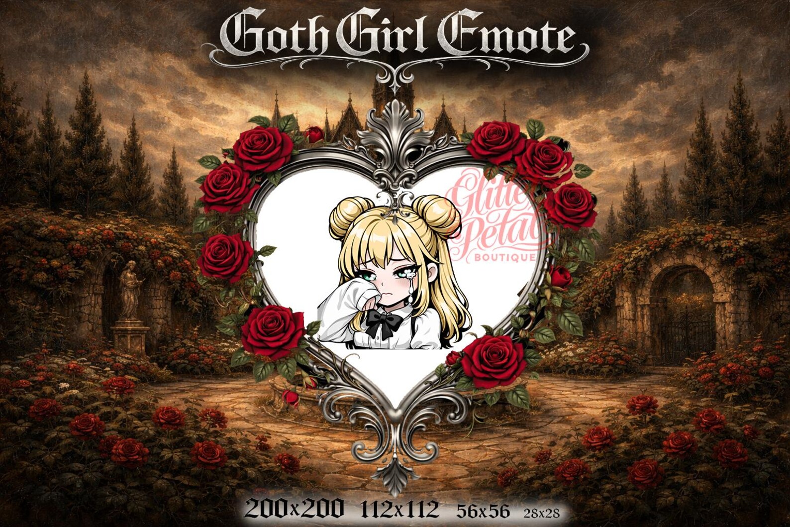 Goth Girl Twitch Emote - Anime Emote, BLONDE Hair, GREEN Eyes ...