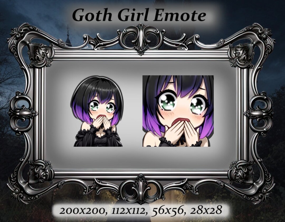 Goth Girl Scared Emote – Purple Hair Anime Twitch/discord Emote - Etsy