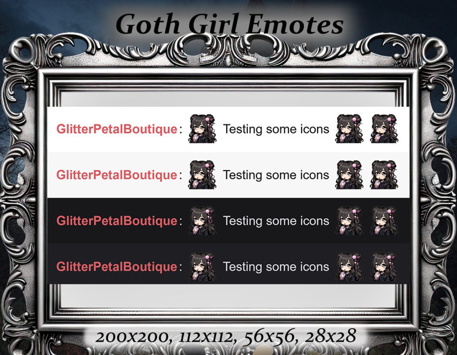 Goth Girl Twitch Emote - Anime Emote, Bobatea Emote, Alt Girl,twitch ...