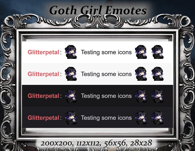 Goth Girl Twitch Emote - Anime Emote,purple Hair Goth, Alt Girl, Twitch ...