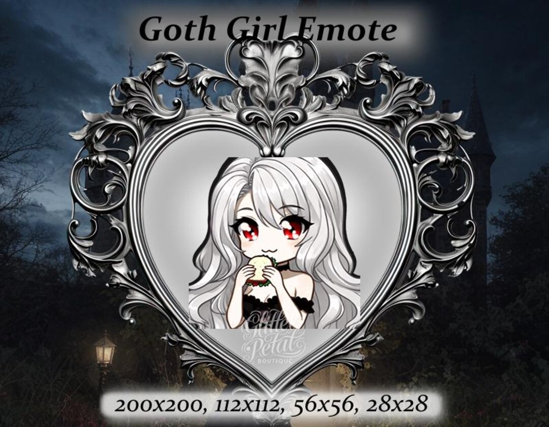Goth Girl Twitch Emote - Anime Emote, White Hair Goth, Alt Girl, Red ...