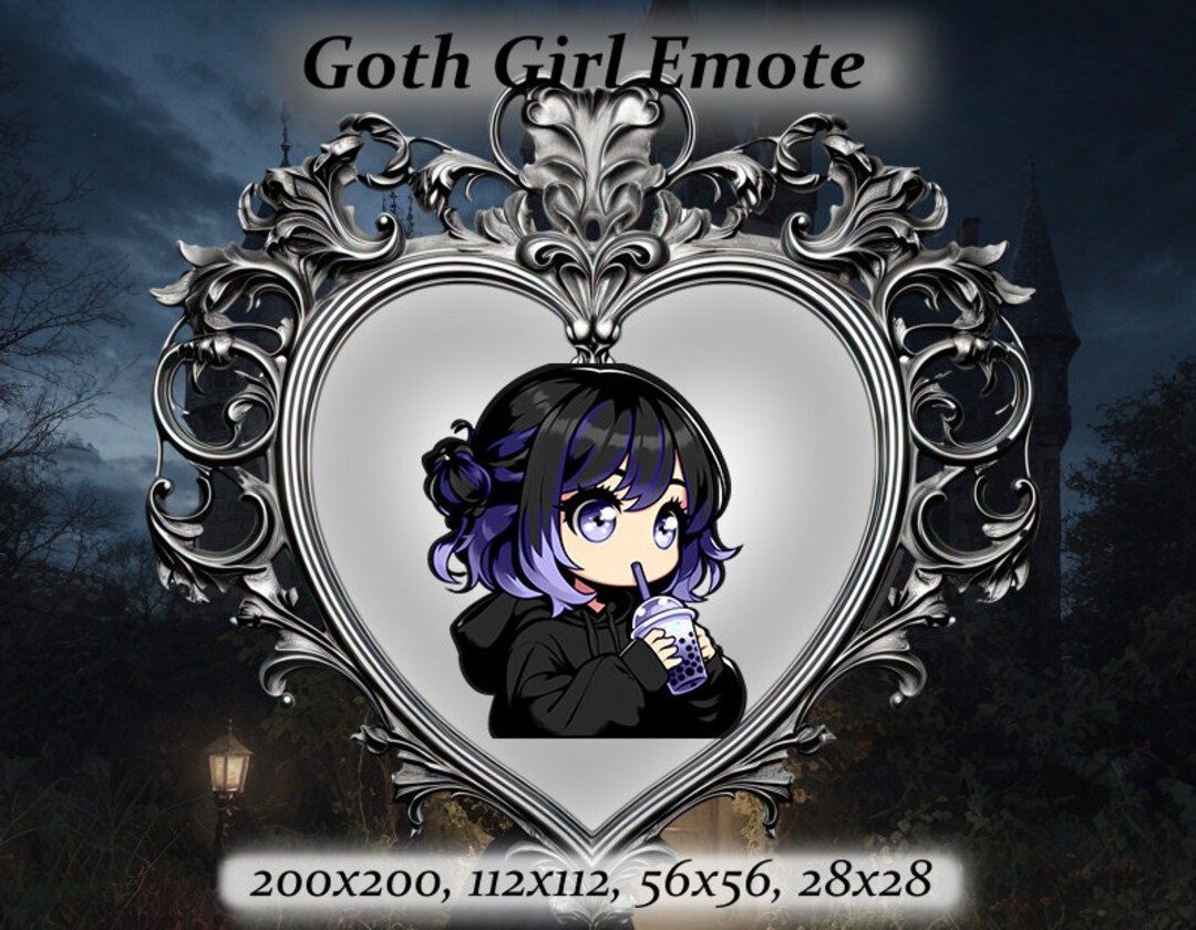 Goth Girl Twitch Emote - Anime Emote,purple Hair Goth, Alt Girl, Twitch ...