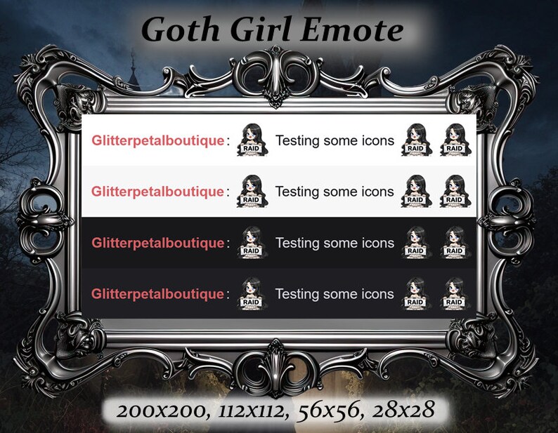 Goth Girl Twitch Emote - Anime Emote, Black Hair Goth Girl Emote, White ...