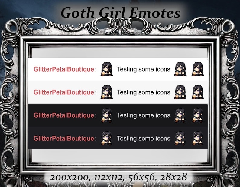 Goth Girl Twitch Emote - Anime Emote, Black Hair Goth Girl Emote, Alt ...