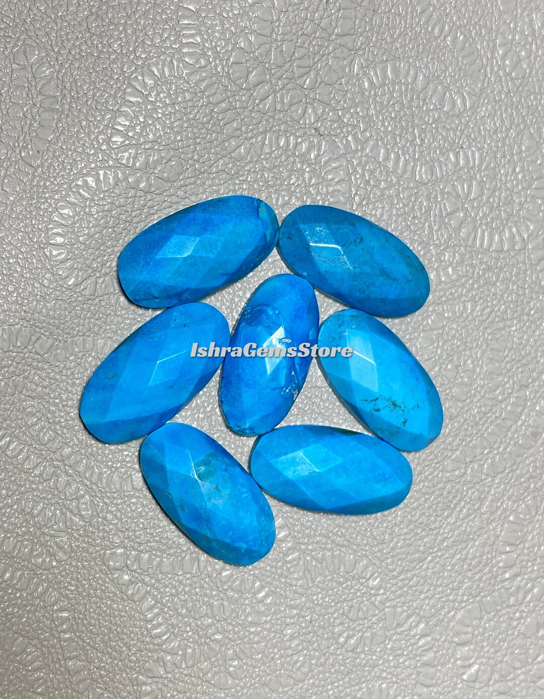 Dazzling Blue Fire Turquoise Oval Shape Size 8x20 10x40 MM. One Side ...