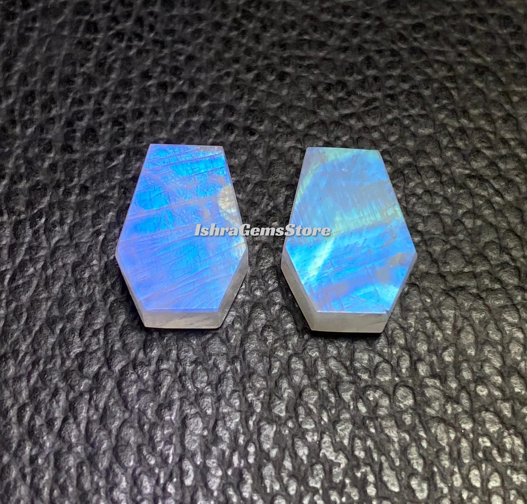 Amazing Blue Flashy Rainbow Moonstone Loose Gemstone Both Side Flat ...