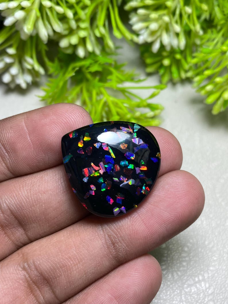 Heart Shape Fire Opal Doublet Cabochon - Flat Back 24.50x25.50x6.50 MM ...