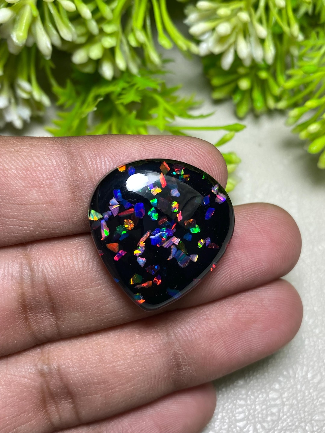 Heart Shape Fire Opal Doublet Cabochon - Flat Back 24.50x25.50x6.50 MM ...