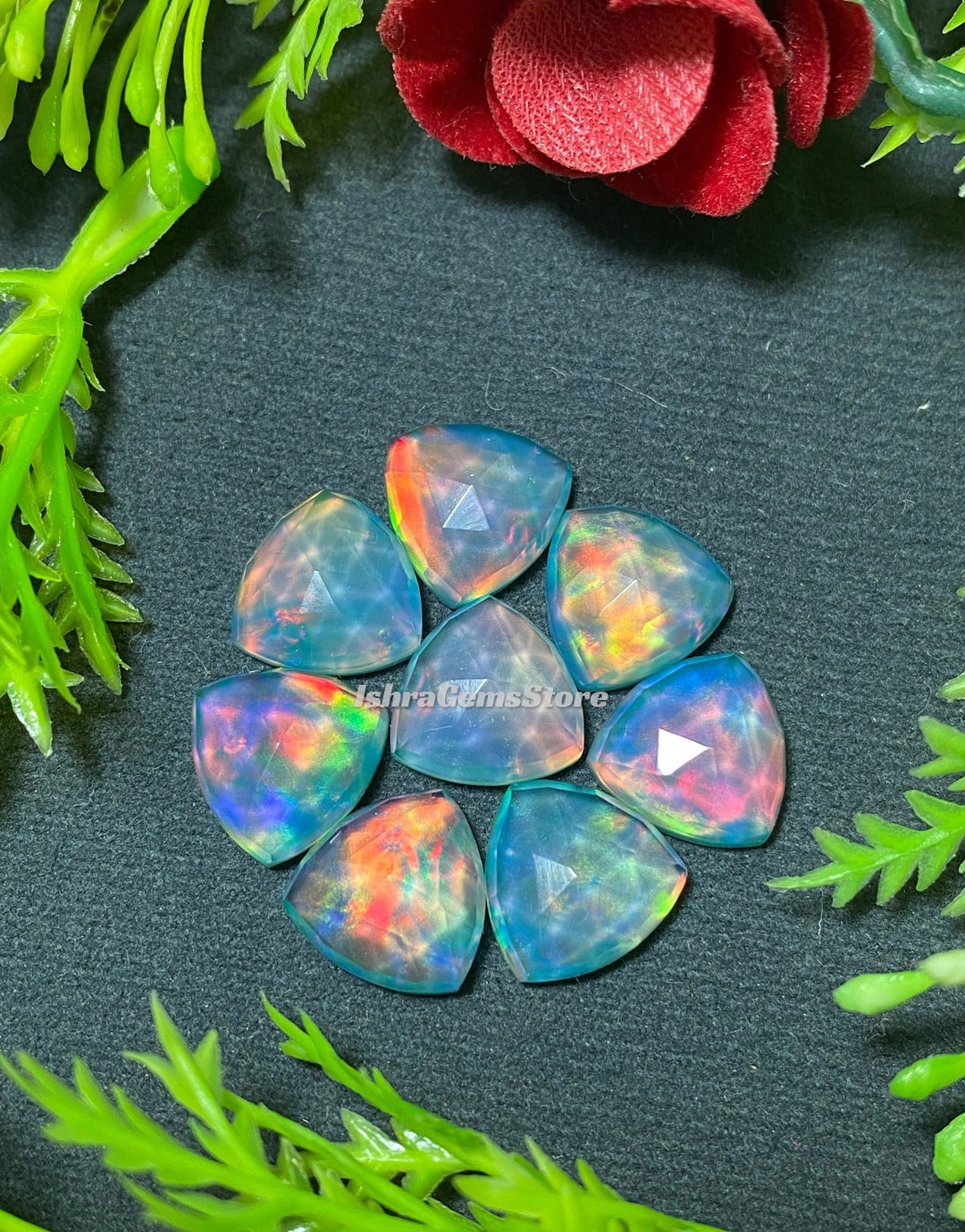 10 to 20 MM Multi Fire Doublet Aurora Opal Trillion Shape Stone at ...
