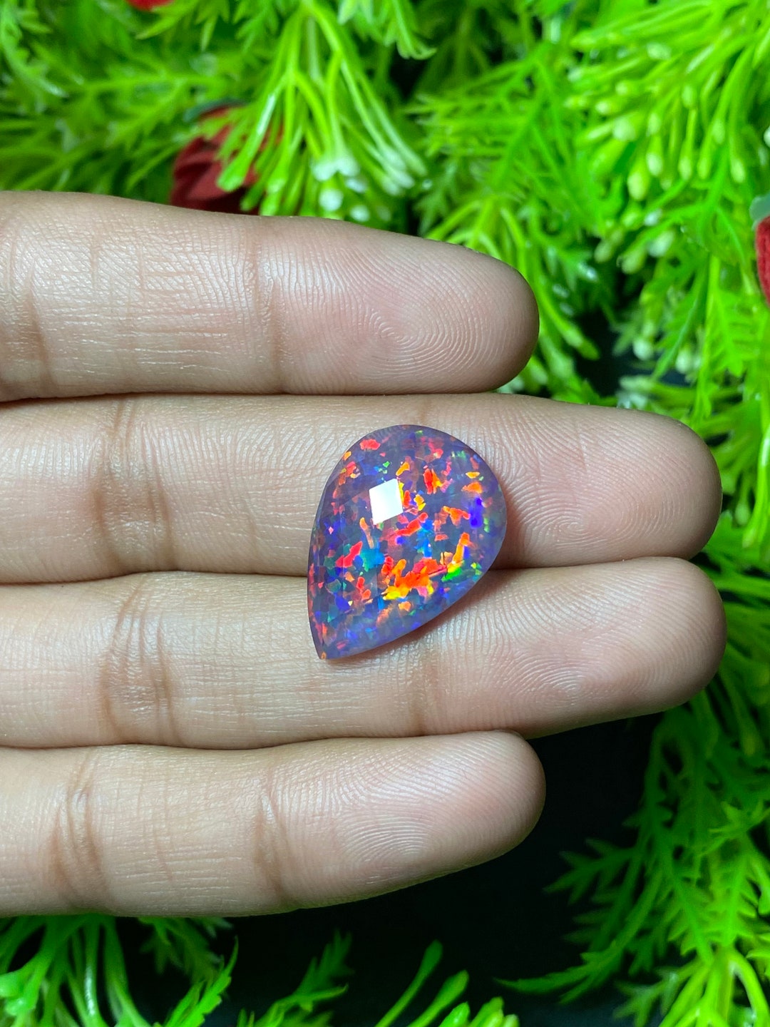 Wow Aurora Opal Pear Shape One Side Checker Cut Beautiful Aurora ...