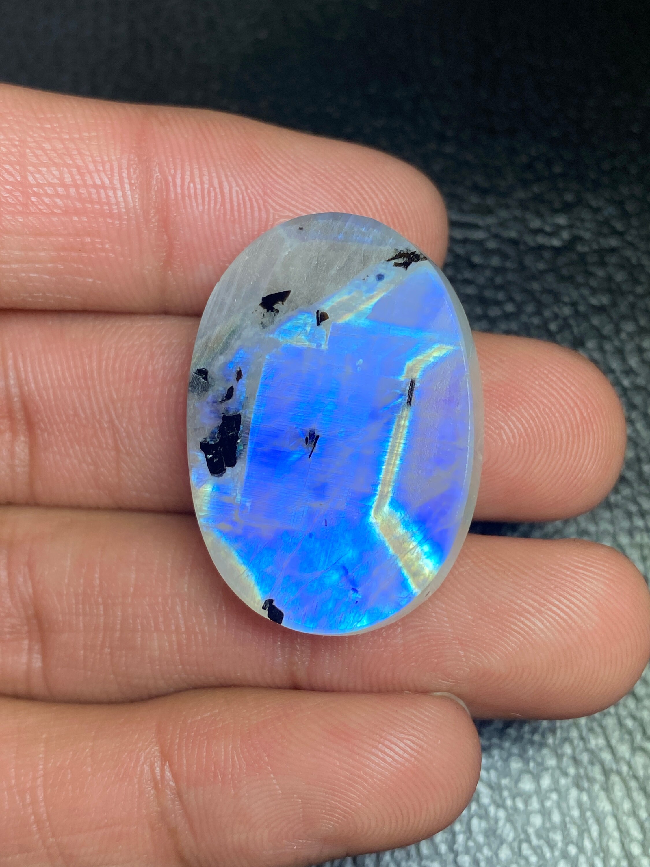 Unique Full Blue Flashy Rainbow Moonstone With Black - Etsy