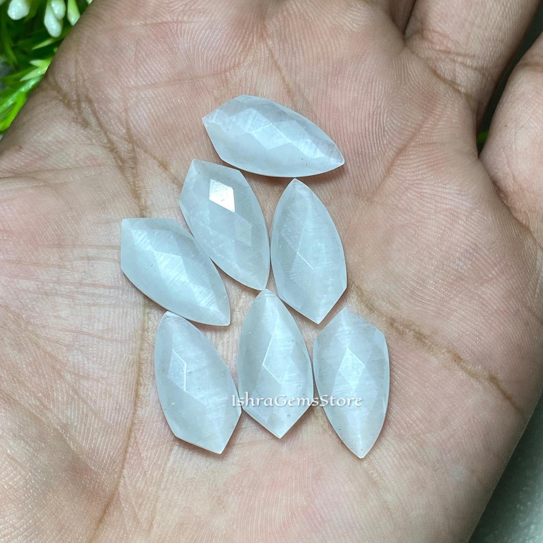 White Kite Monalisa Stone, Checker Cut Faceted Glass (8x16-10x30 MM) - Etsy