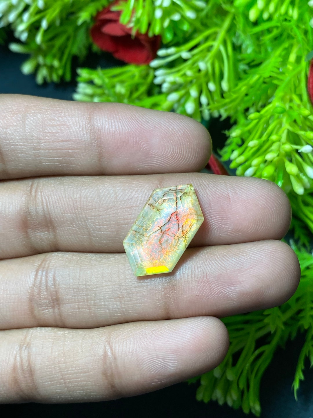 Mind Blowing Multi Fire Monarch Opal Fancy Shape One Side Step Cut ...