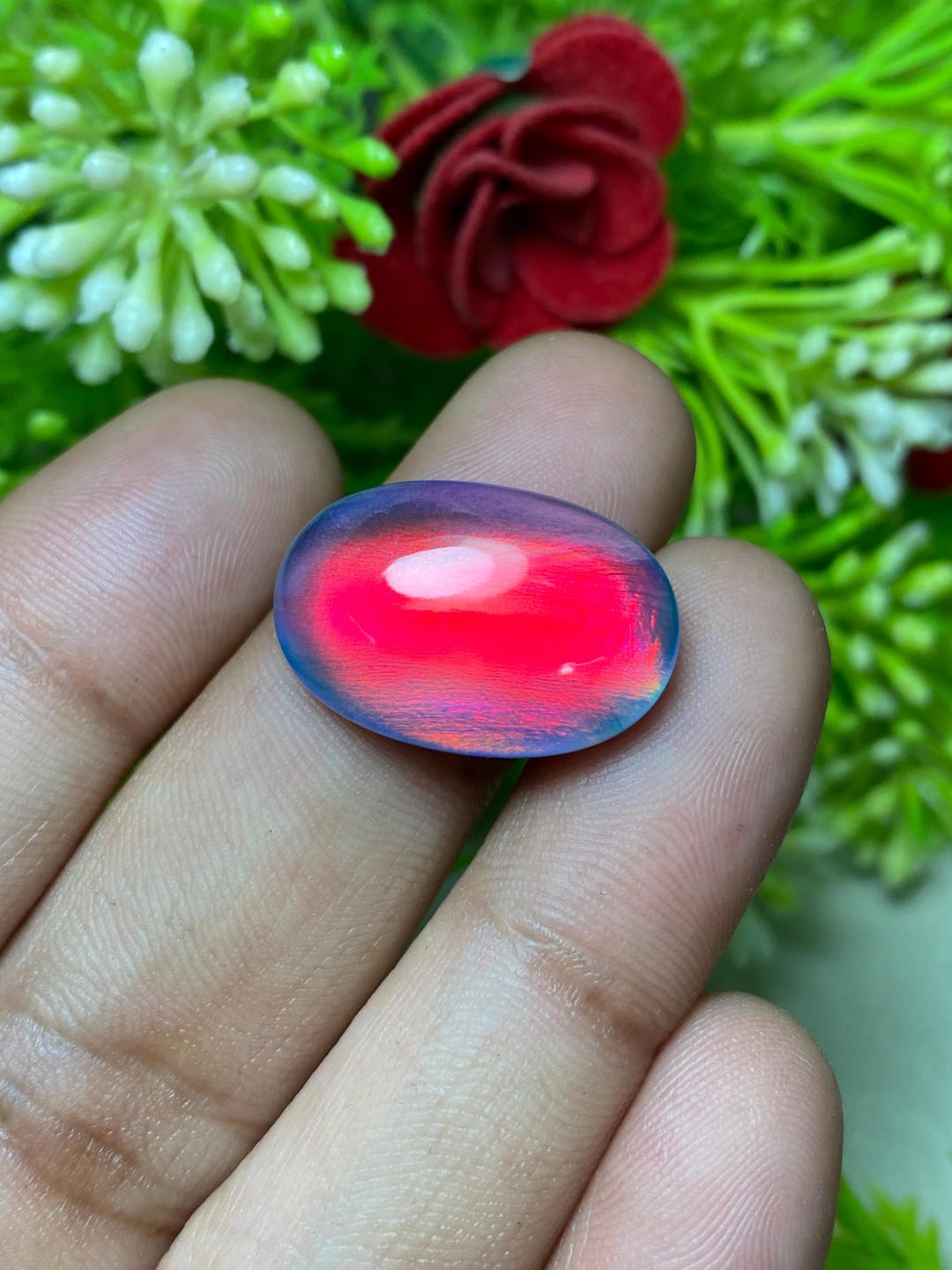 Very Attractive Purple Fire Doublet Aurora Opal Cabochon Size- 15 ...