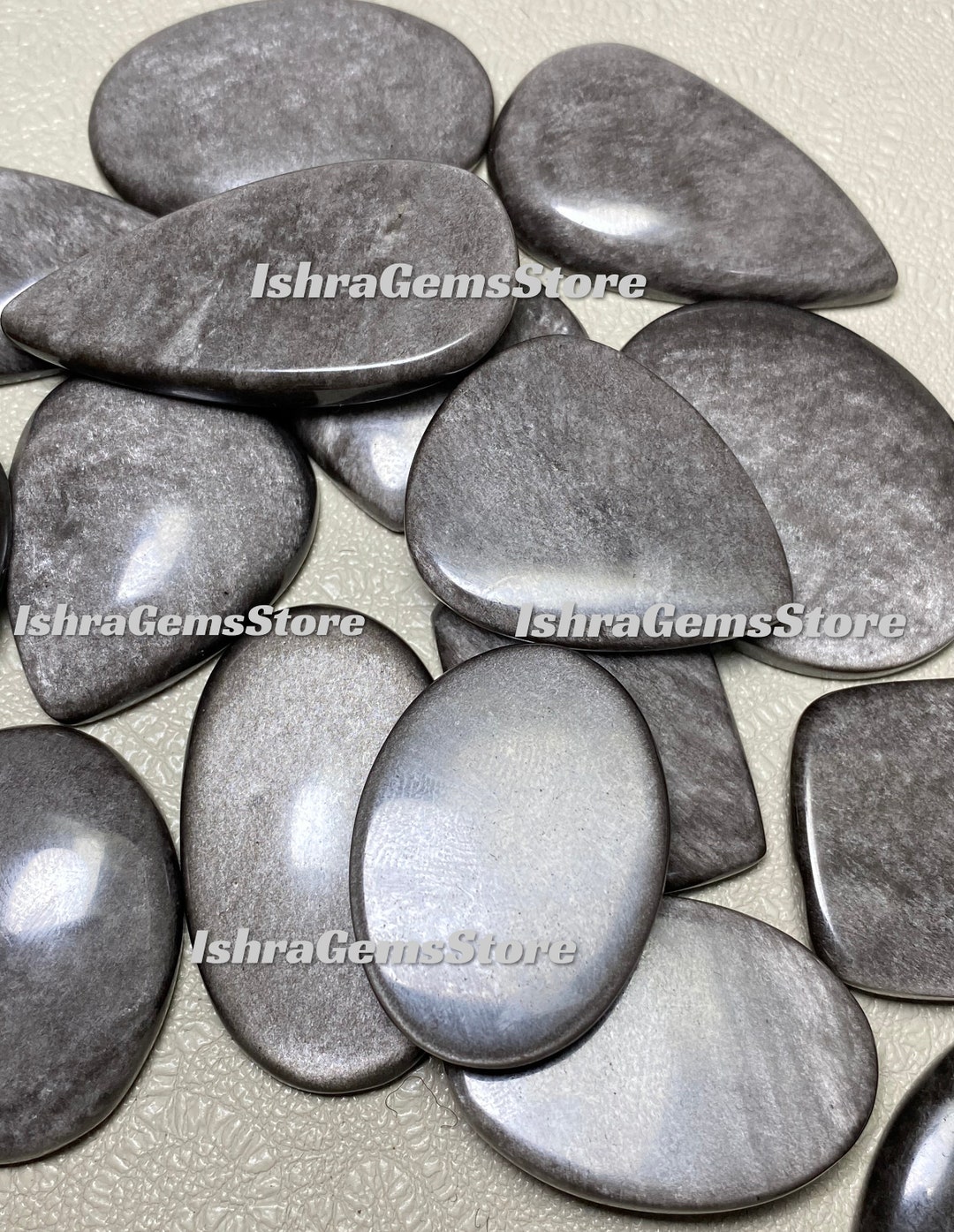 Terrific !!! Silver Fire Obsidian Cabochon Both Side Polish Loose ...
