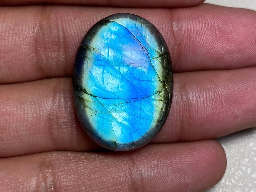 Amazing ~ Sky Blue Flashy Labradorite Cabochon Gemstone Oval Shape Size ...