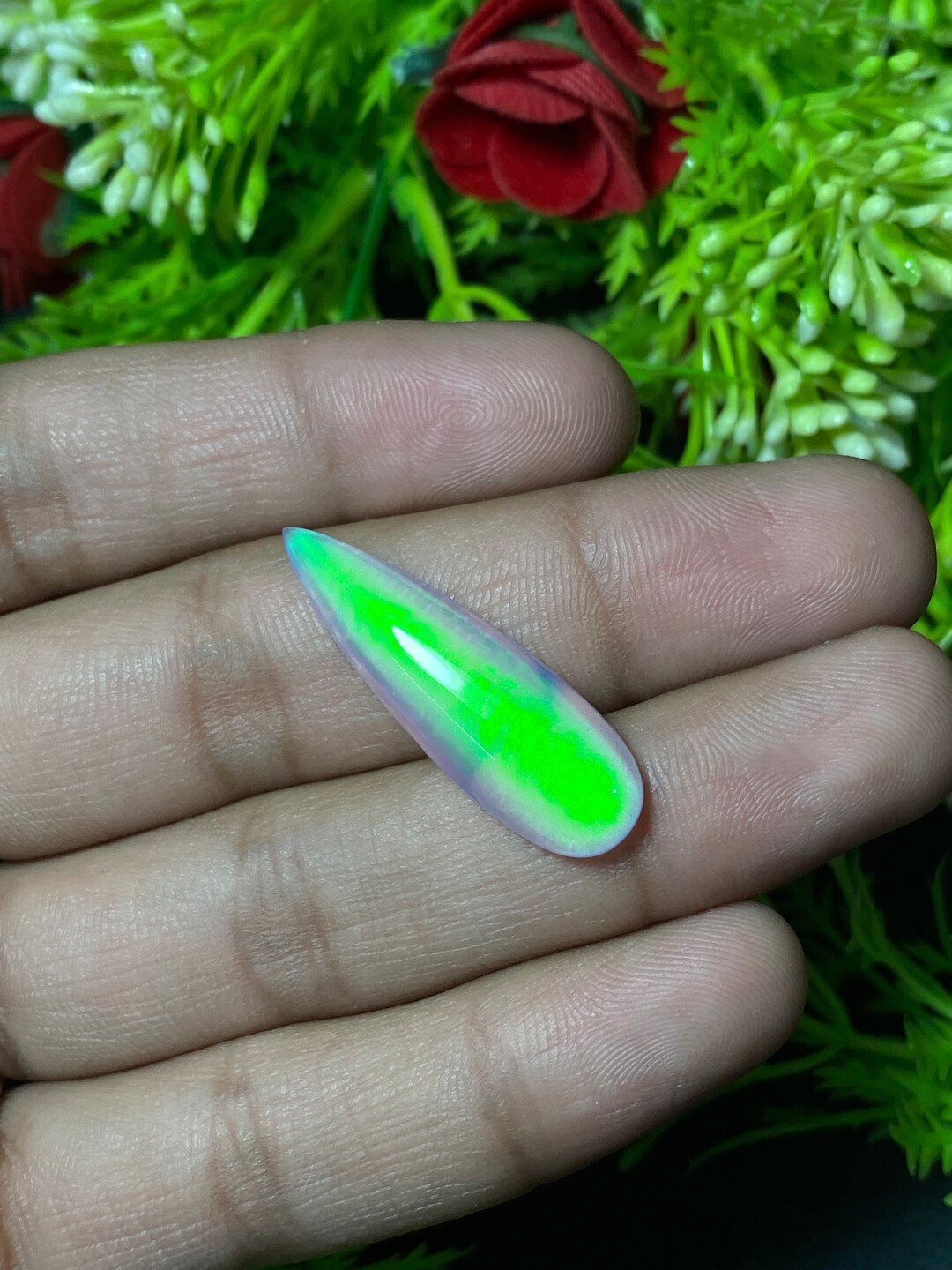 Beautiful Green Flashy Aurora Opal Cabochon Gemstone Smooth Polish ...
