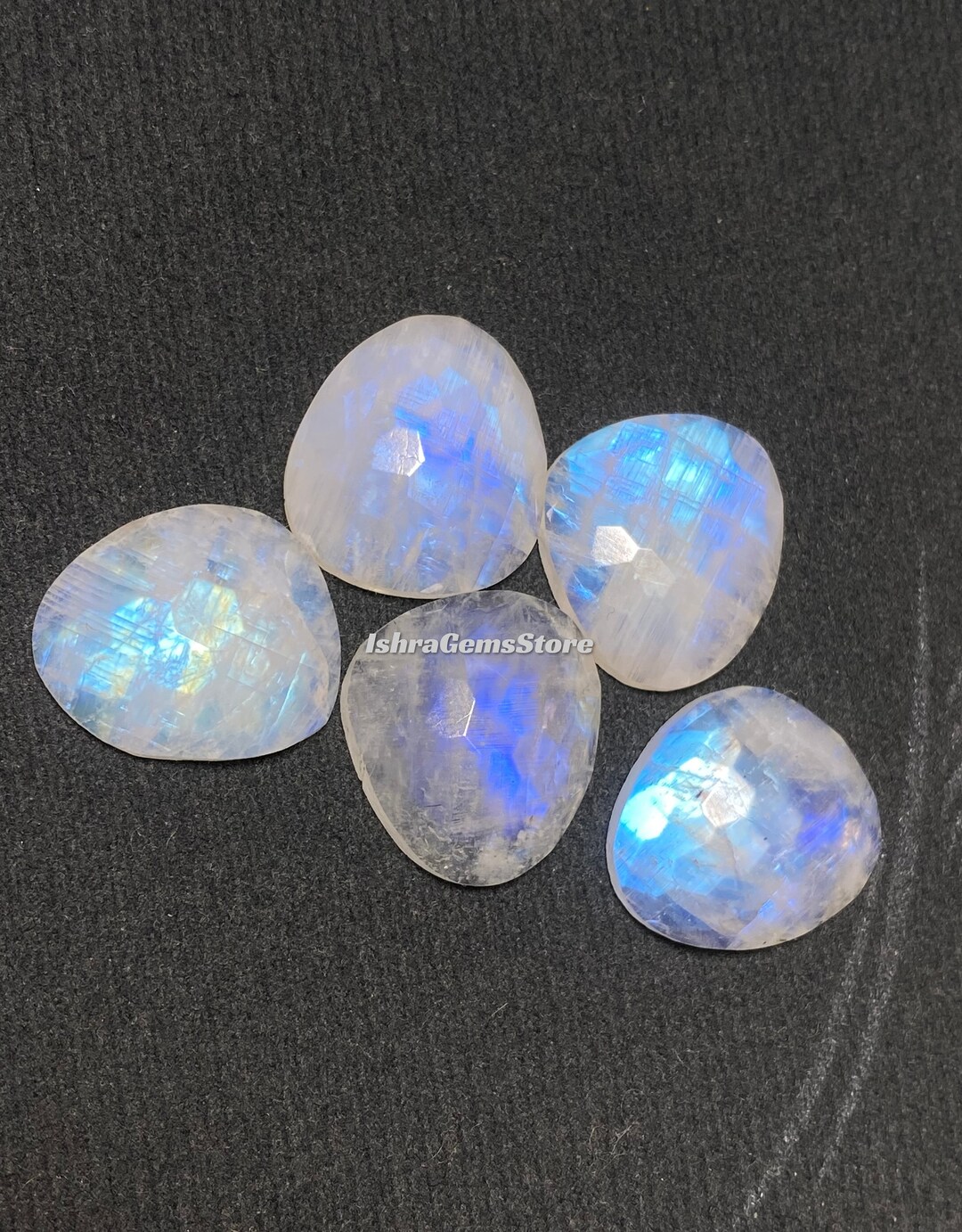 Blue Flash Rainbow Moonstone – Football Cut Gemstone, Jewelry Making - Etsy