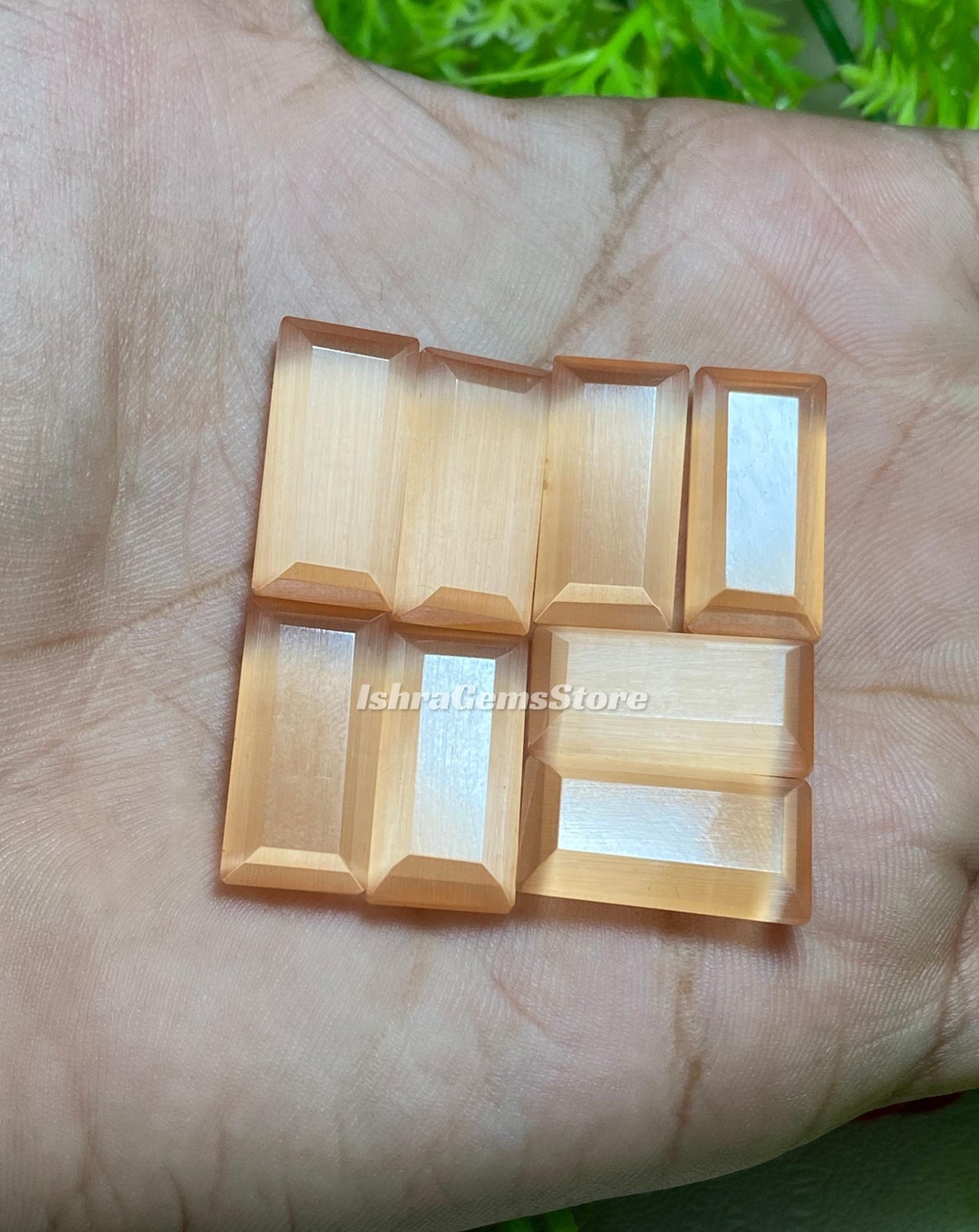 Golden Monalisa Glass Stone – Rectangle Faceted Jewelry Making (8x20 ...