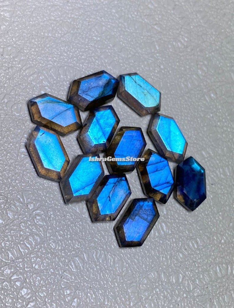 Blue Flash Labradorite Gemstone Lot – Faceted Fancy Shape (6x11 - 20x25 ...