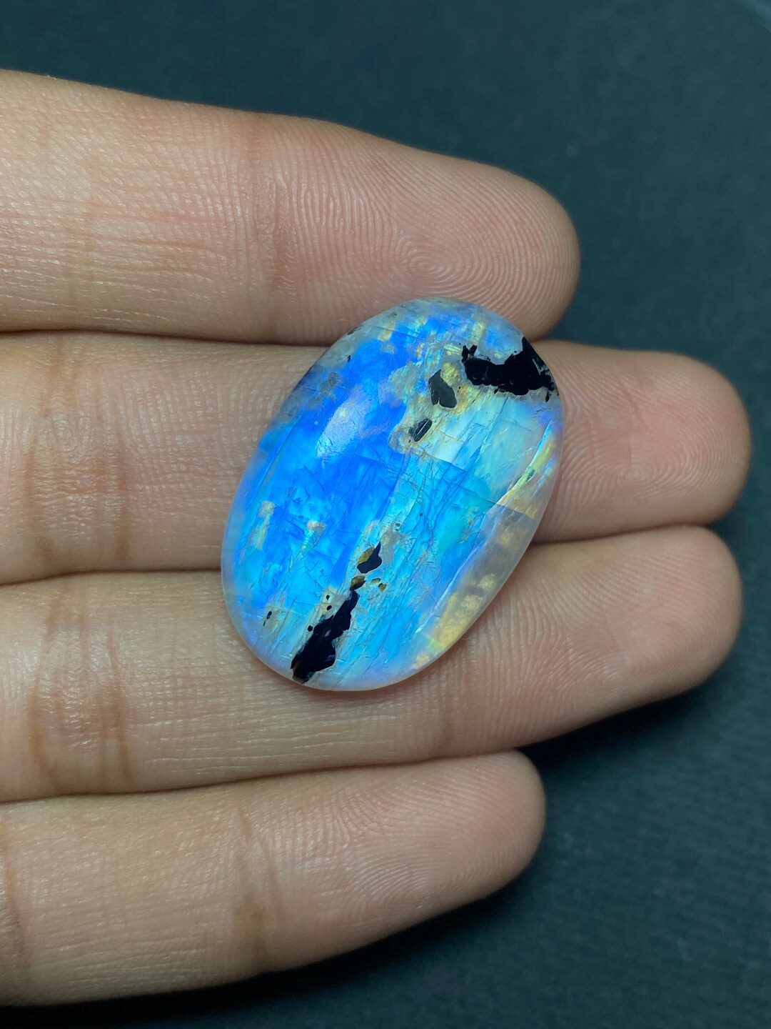 Fantastic Blue Fire White Rainbow Moonstone Cabochon Oval - Etsy