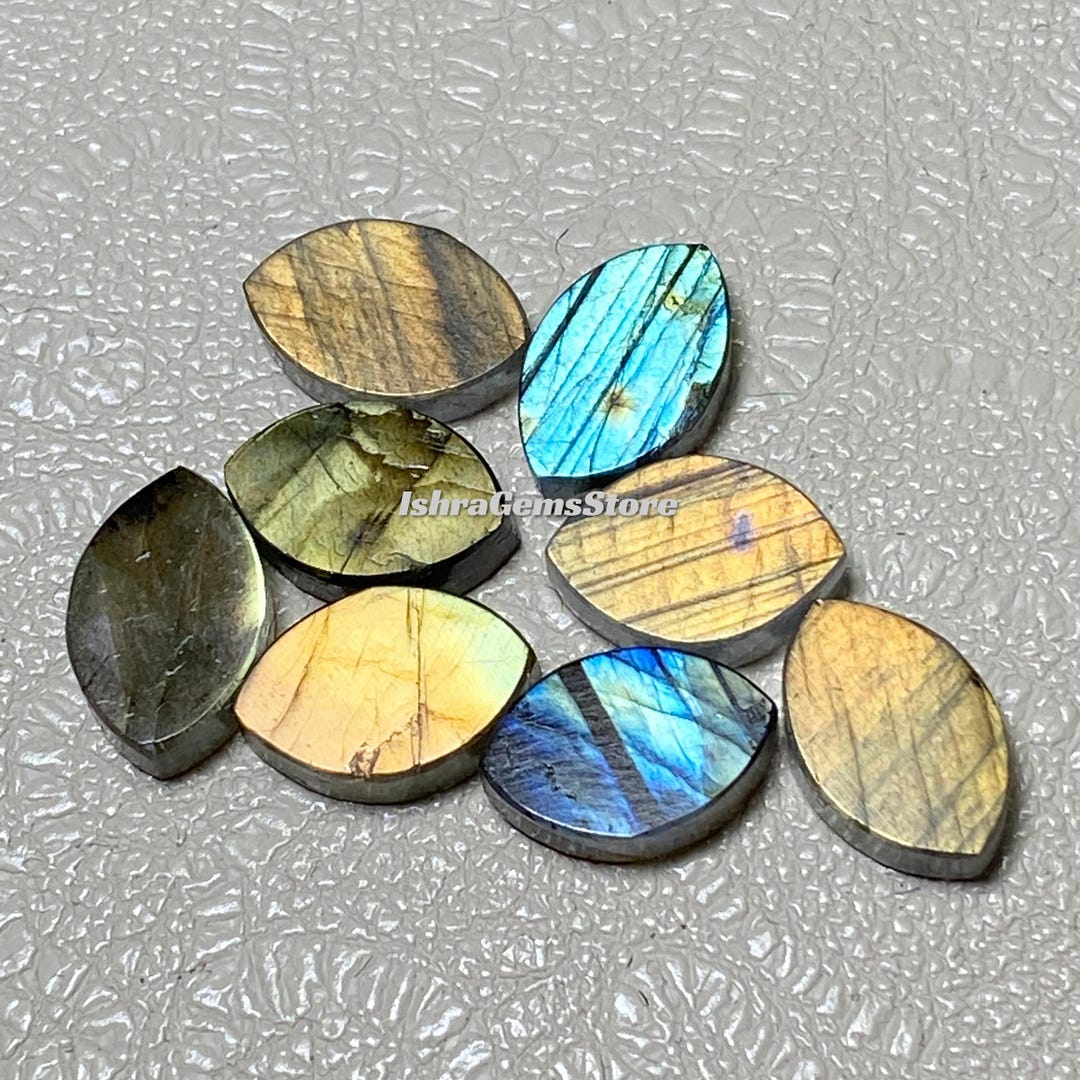 Handmade Labradorite Cabochons – Vibrant Marquise Jewelry Stone (8x12 ...