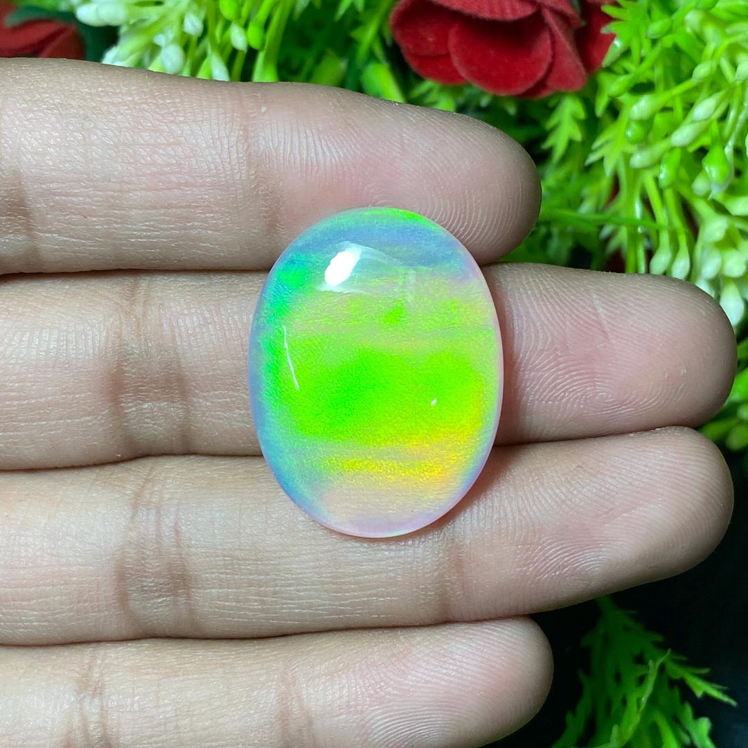 Very Attractive Green Fire Doublet Aurora Opal Cabochon Size- 23x29 ...