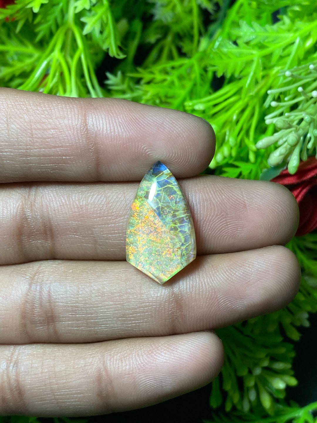 Fantastic Multi Fire Fancy Shape Size 14x25x6 MM Monarch Opal Cabochon ...