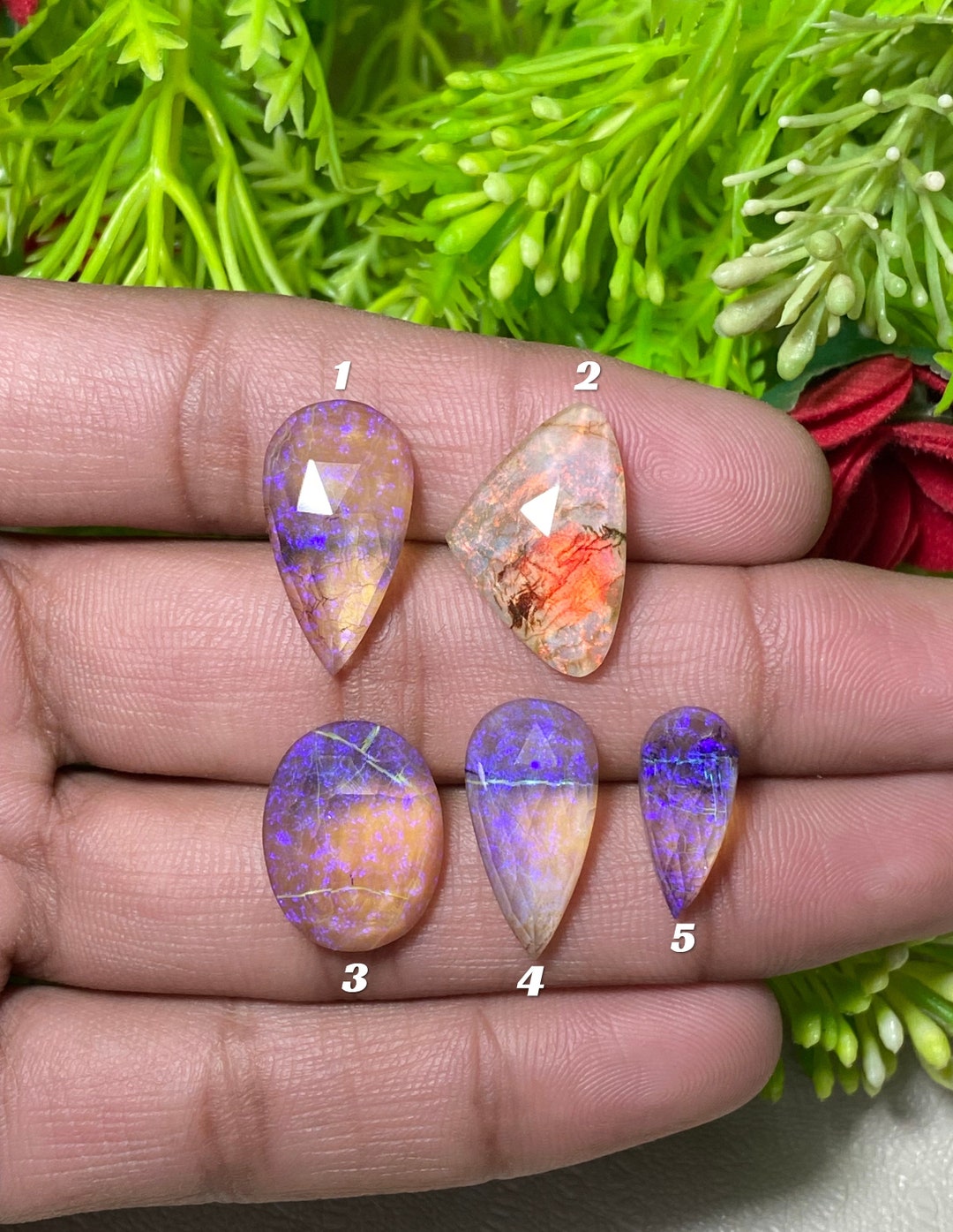 Beautiful Doublet Monarch Opal One Side Rose Cut Mix Shape Approx Size ...