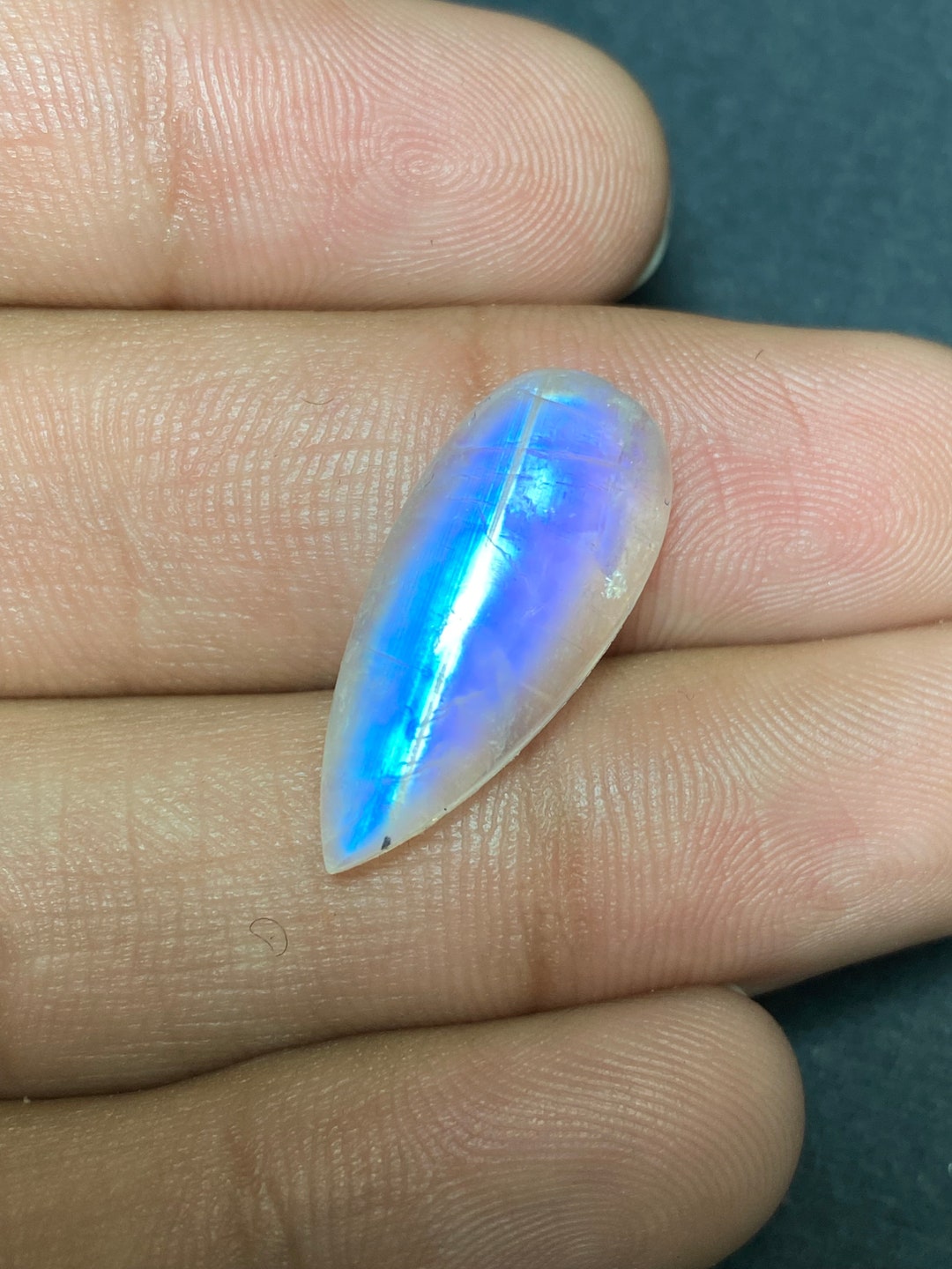 Awesome ~ Blue Flashy Rainbow Moonstone Cabochon Size - 10.50x23.50x6 ...