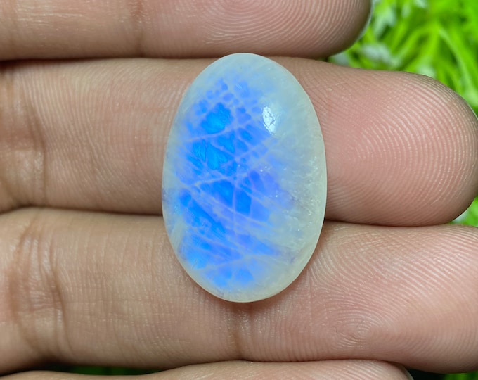 Rare Blue Fire White Rainbow Moonstone Cabochon Oval Shape Both Side ...