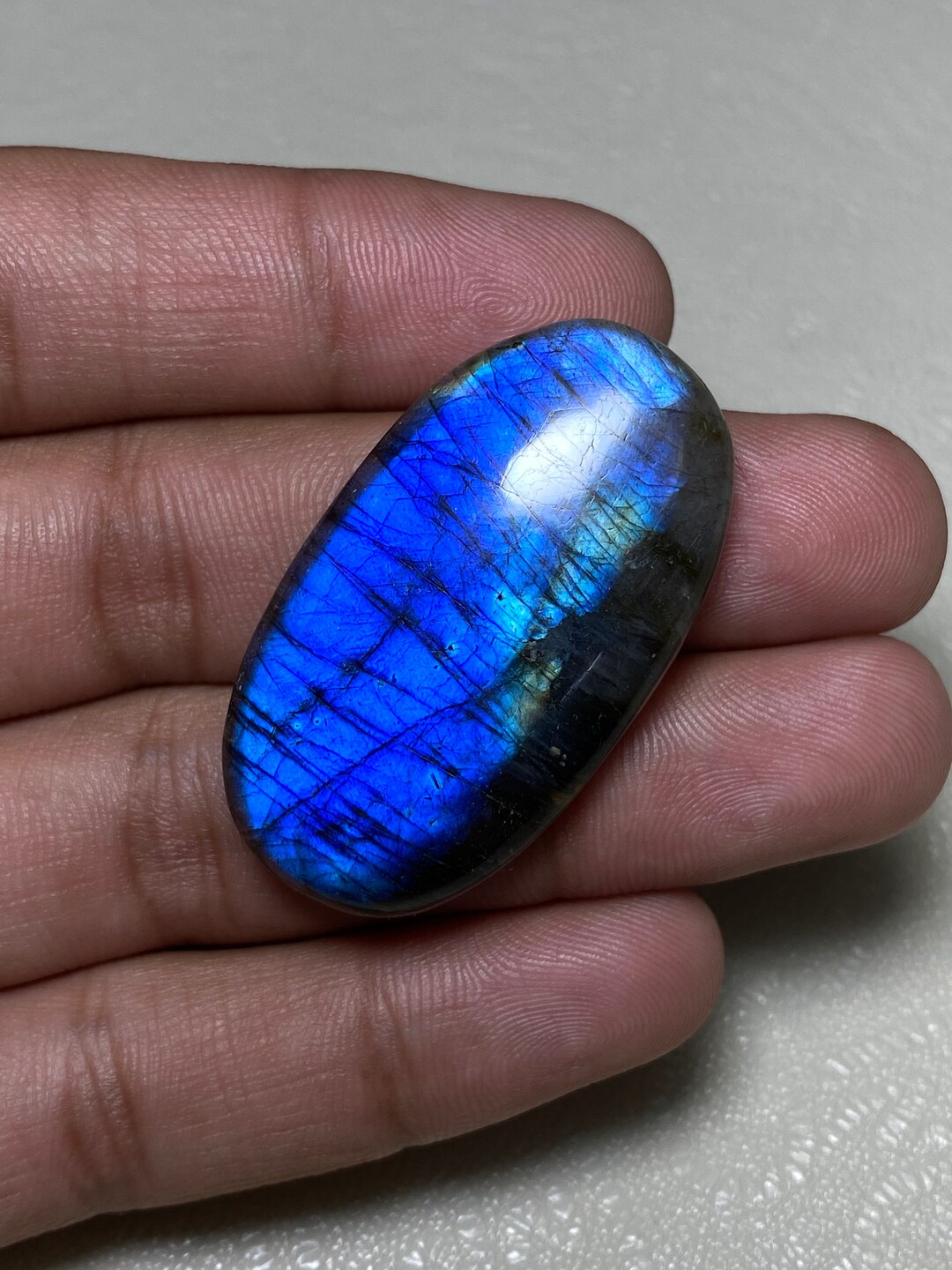 Flashy Blue Labradorite Cabochon – Oval Gemstone, 69.00 Carat - Etsy