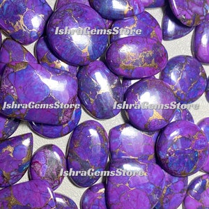 A One Quality ~ 100%natural Purple Copper Turquoise Cabochon Lot Smooth ...