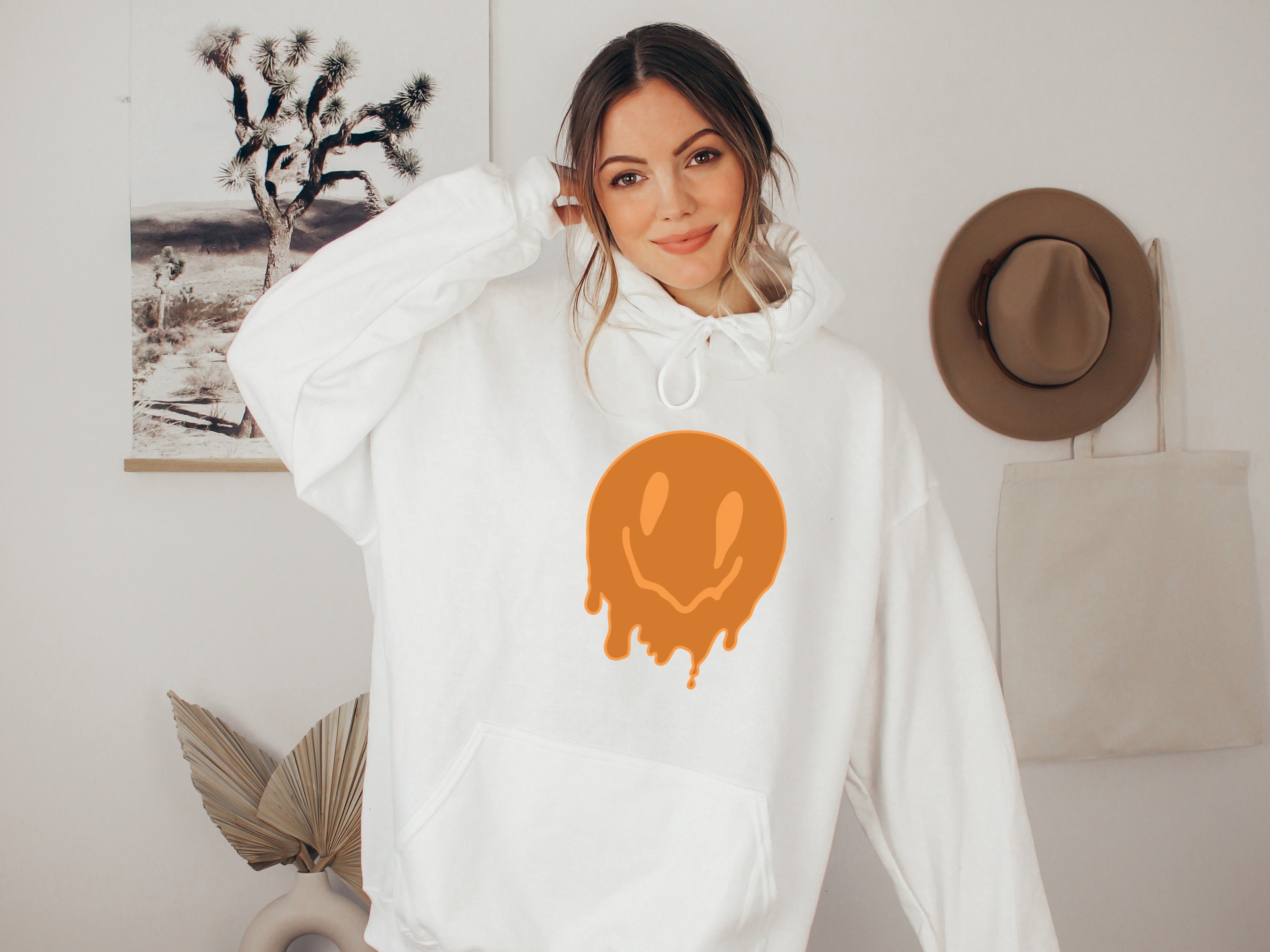 Mustard Yellow Melted Smiley Face PNG, Smiley Face Sweatshirt, Summer ...