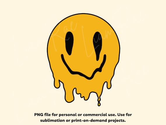 Black and Yellow Y2K Melted Smiley Face PNG Smiley Face - Etsy