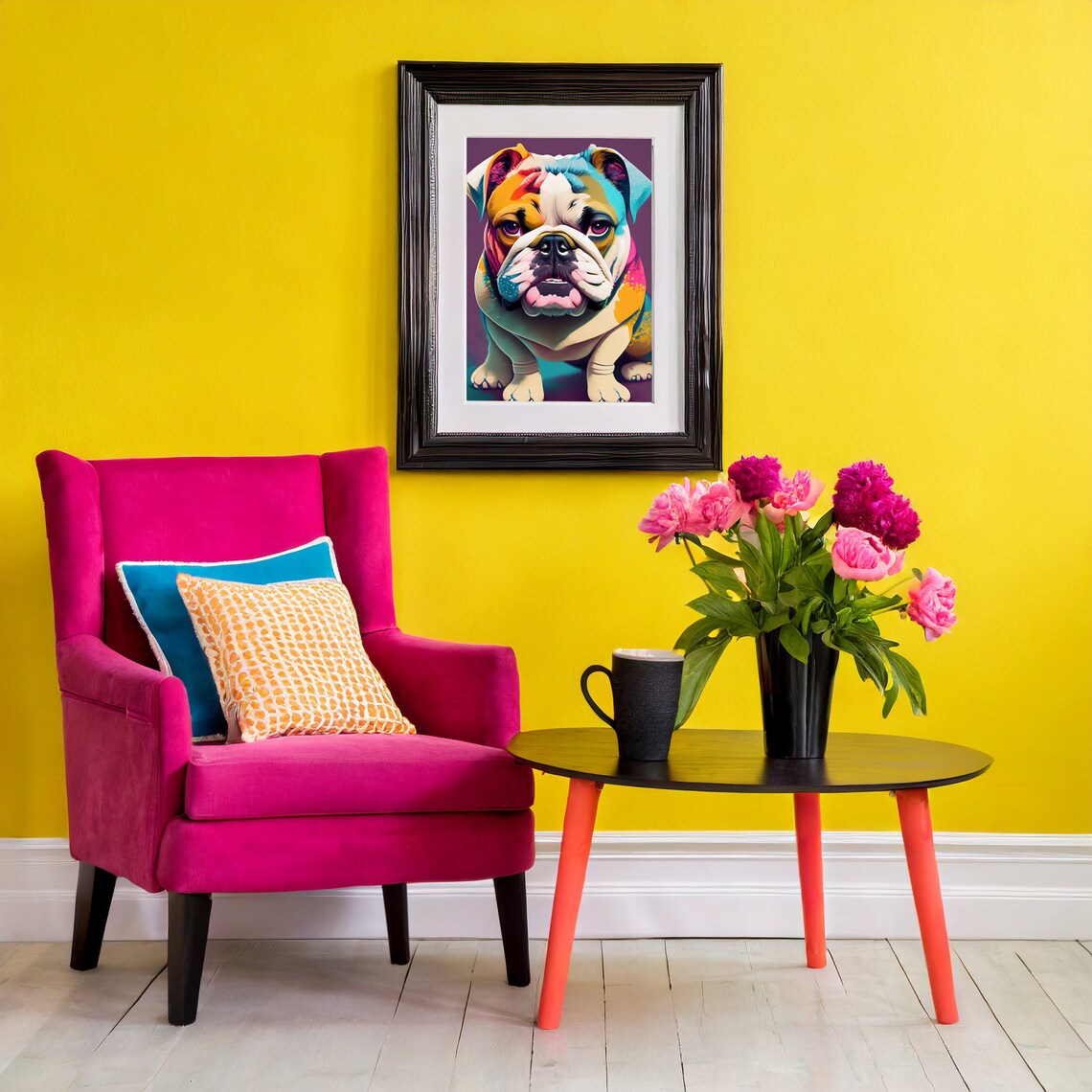 Colorful Bulldog Painting Art Digital Download, Clip Art, Gift, Wall Art High-quality - Etsy
