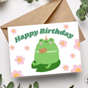 Happy Birthday Card Printable | Cute Birthday Card | Frog Birthday Card ...