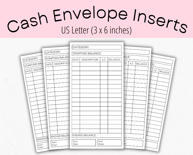 Simple Cash Envelope Inserts Budgeting Inserts Cash - Etsy